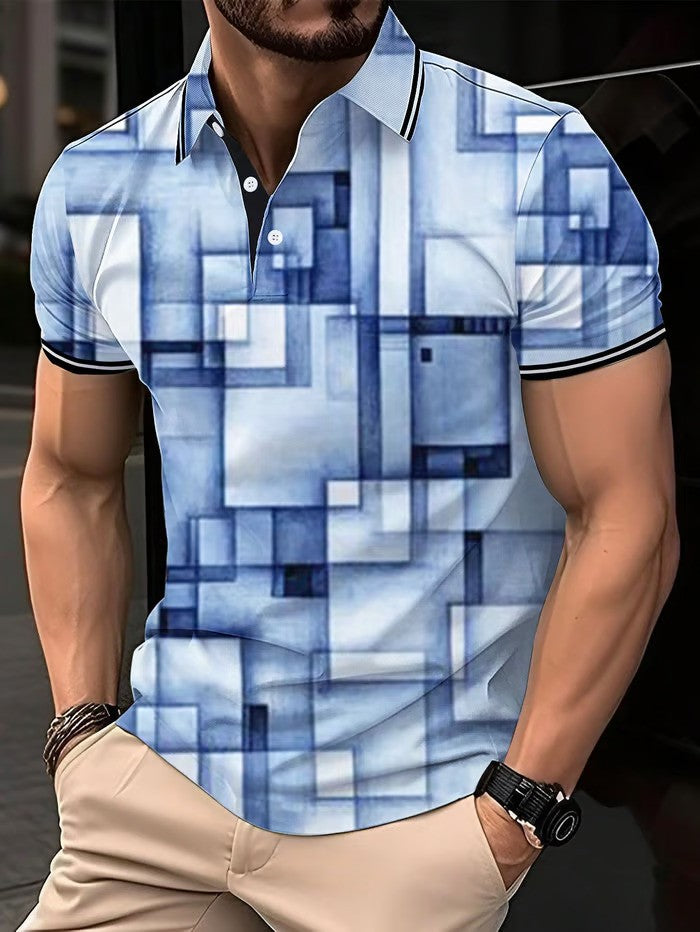 Simple Geometric Gradient Print Polo Shirt – DUVAL