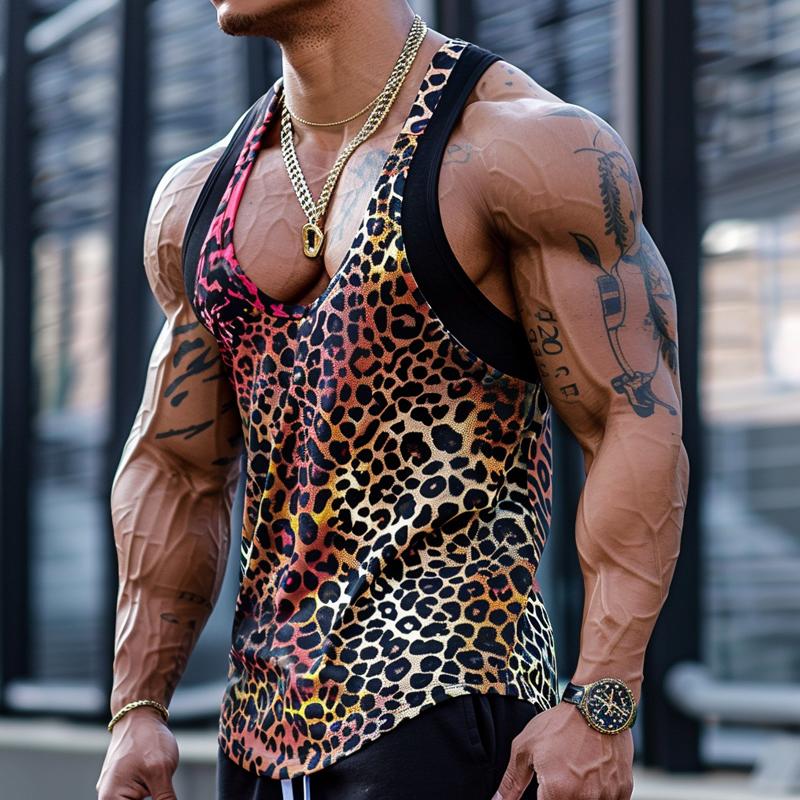 Sexy U-Neck Leopard Print Patchwork Tank Top – DUVAL