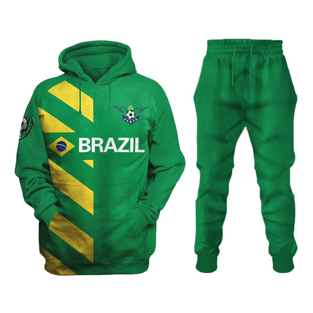 Brazil Team Sports Football Printed Sweatshirt Set – DUVAL